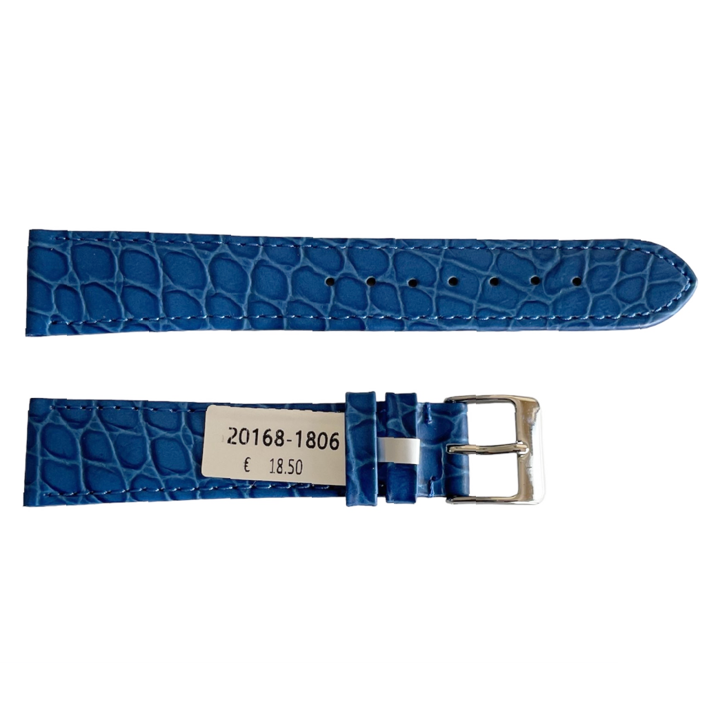 Crocodile leather blue strap for watches 18 mm Croco pattern ...