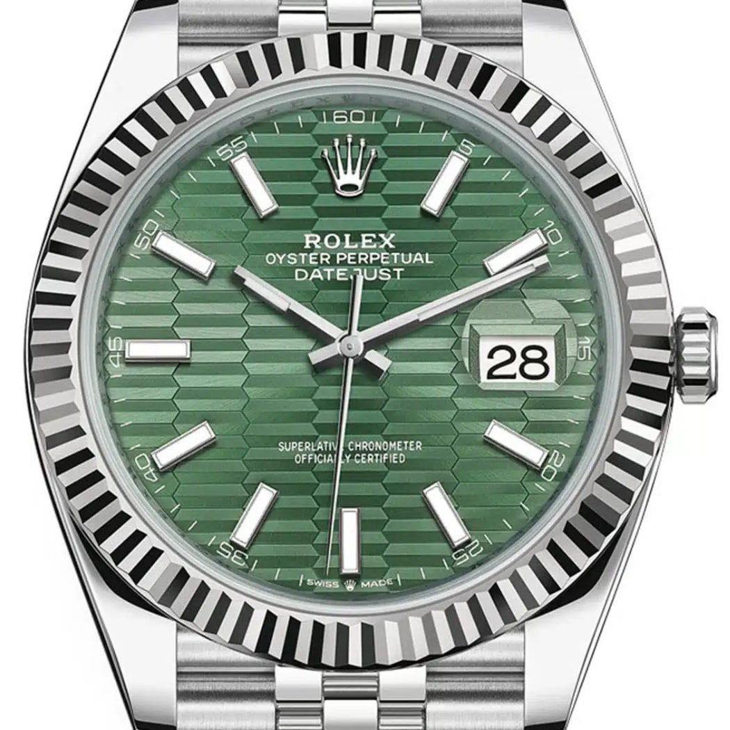 New Rolex Datejust 126334 green motif dial 41 mm part – WatchmakerShop.com